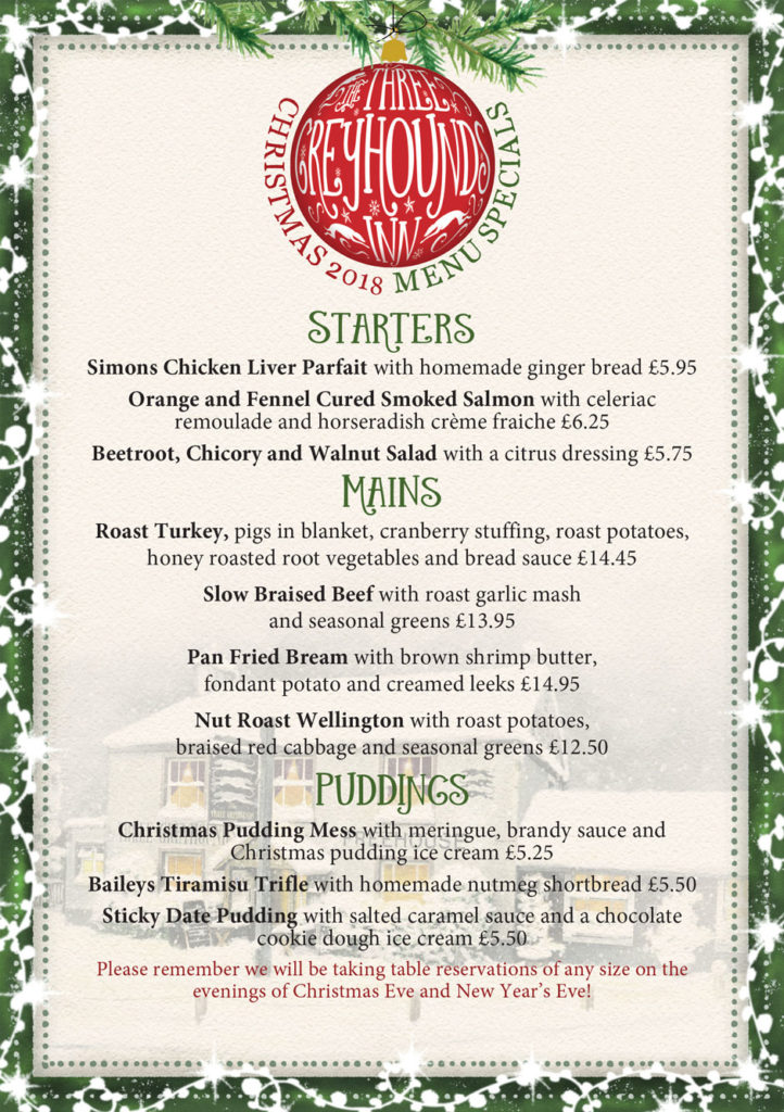 Festive Menu | The Three Greyhounds Pub, Cheshire