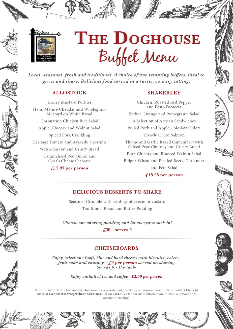 Menu Information | The Three Greyhounds Pub, Cheshire