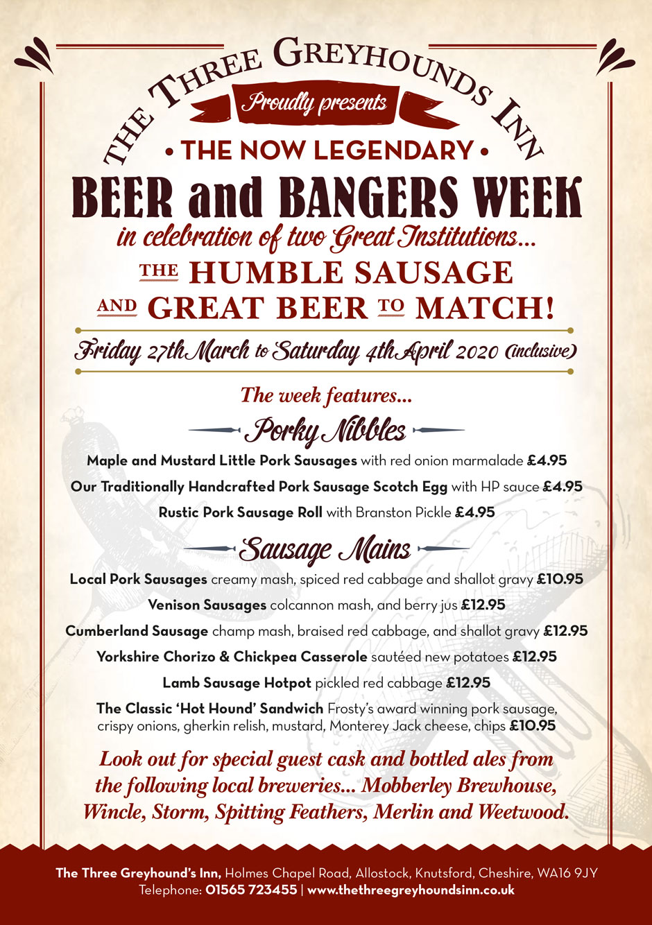 Events | The Three Greyhounds Pub, Cheshire