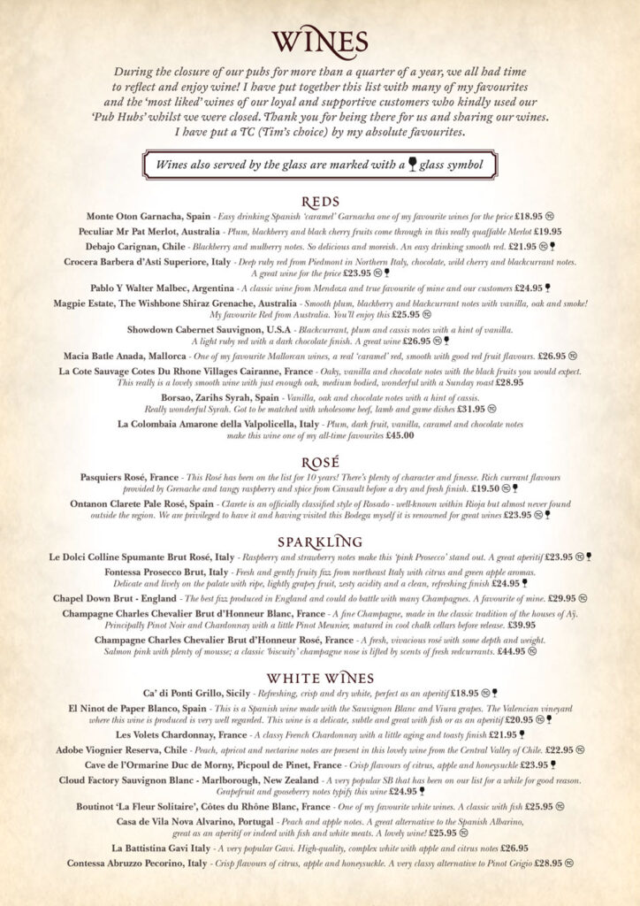Wine List | The Three Greyhounds Pub, Cheshire