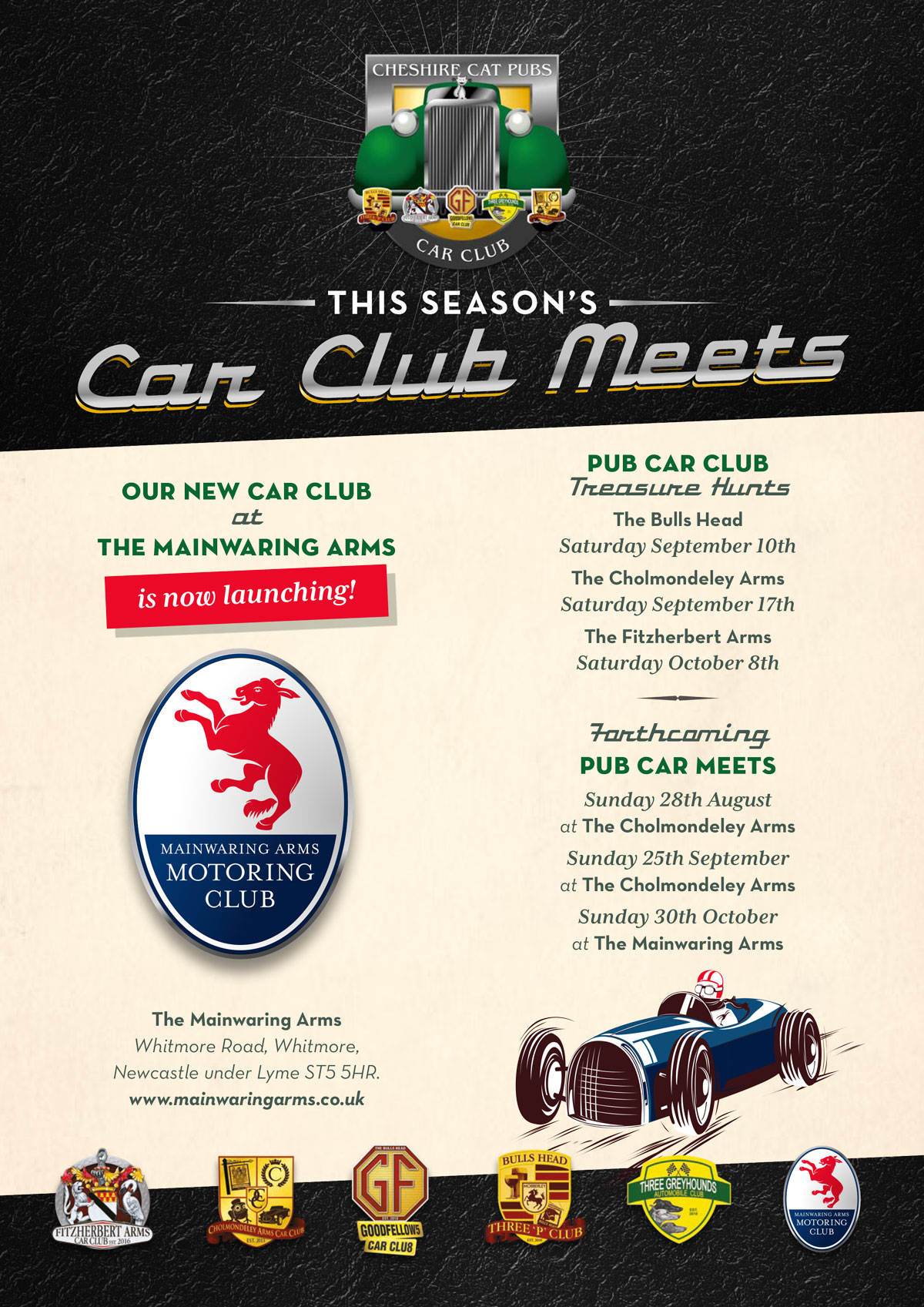 Forthcoming Car Club Events | The Three Greyhounds Pub, Cheshire