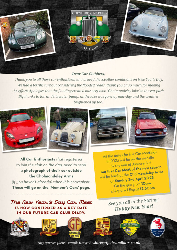 Forthcoming Car Club Events | The Three Greyhounds Pub, Cheshire